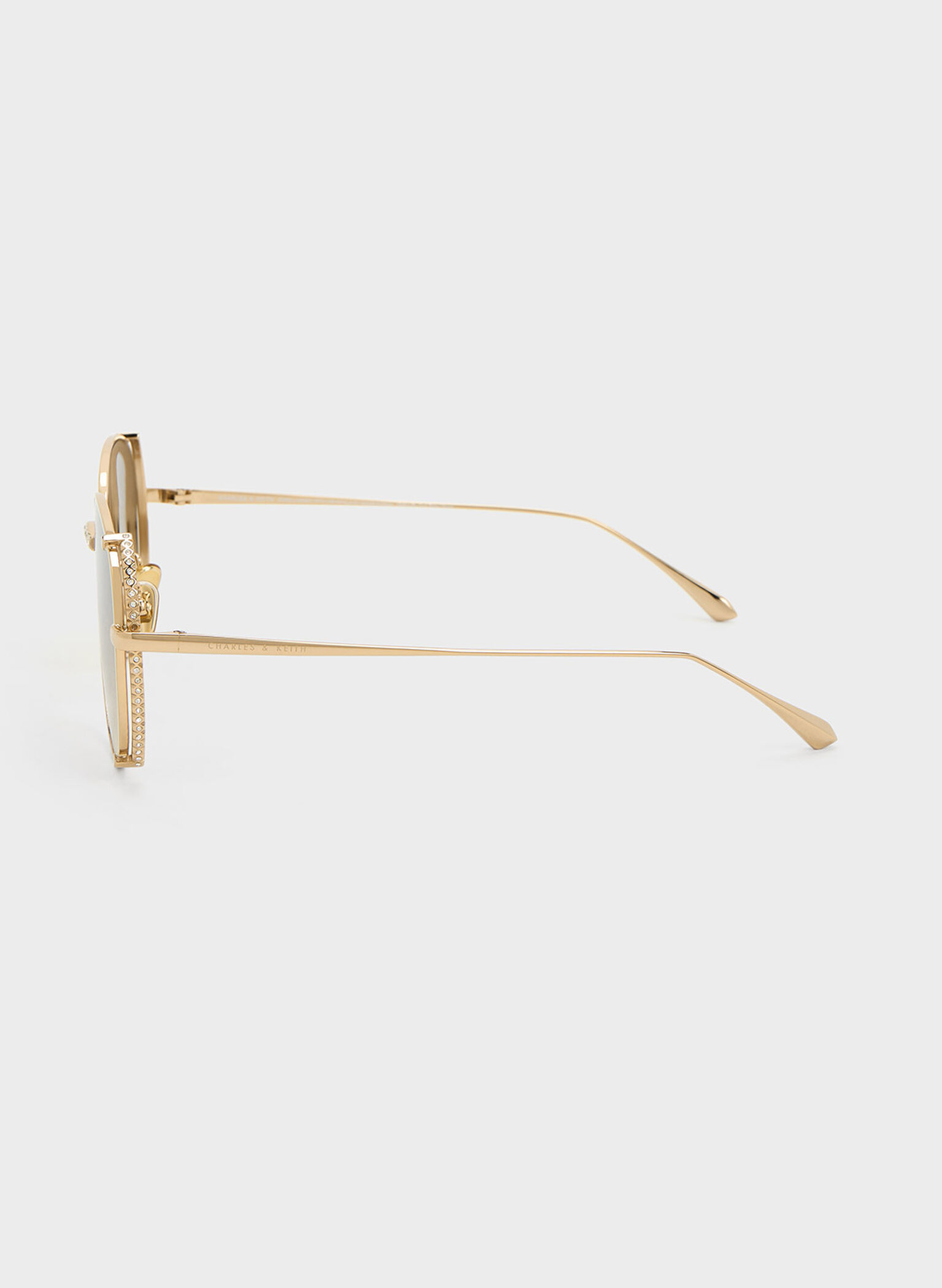 White Gem Embellished Wireframe Aviator Sunglasses Charles And Keith Lk