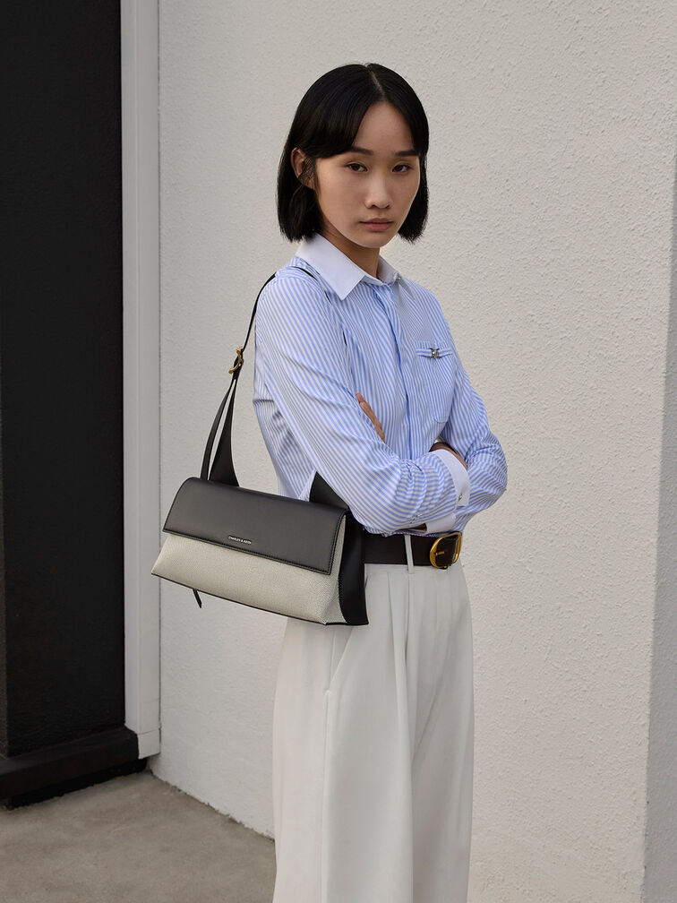 Multicoloured Marceline Canvas Trapeze Shoulder Bag - CHARLES & KEITH MO