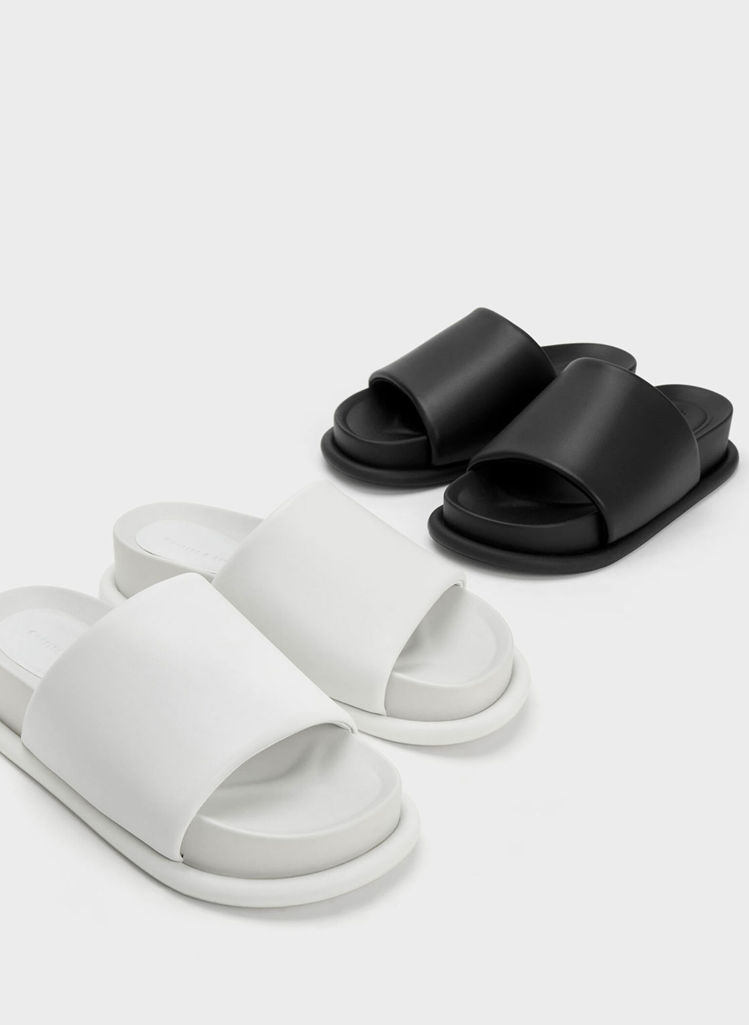 White Padded Strap Slide Sandals Charles And Keith Mx