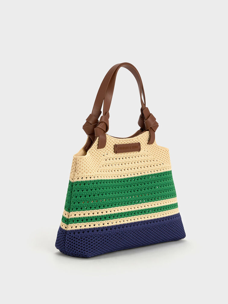 Multicoloured Ida Striped Knotted Handle Tote Bag - CHARLES & KEITH MO
