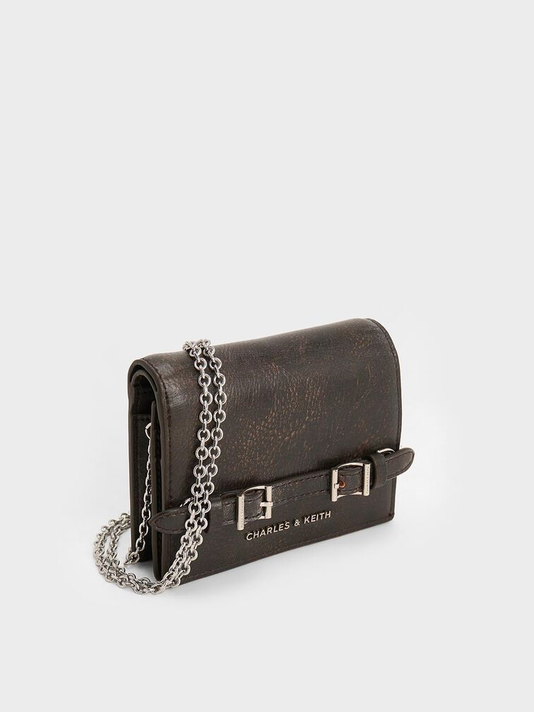 Dark Brown Sloane Chain-Handle Wallet - CHARLES & KEITH MY