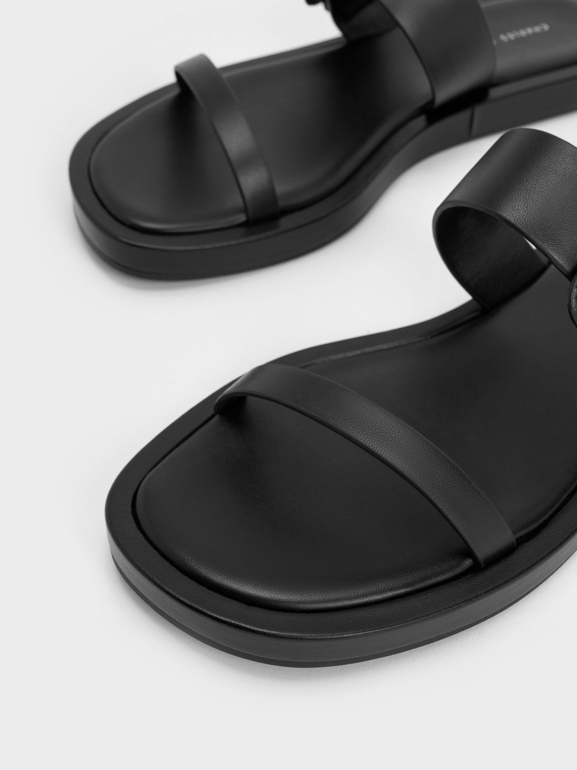 Black Buckled Strap Slides Charles And Keith Mx