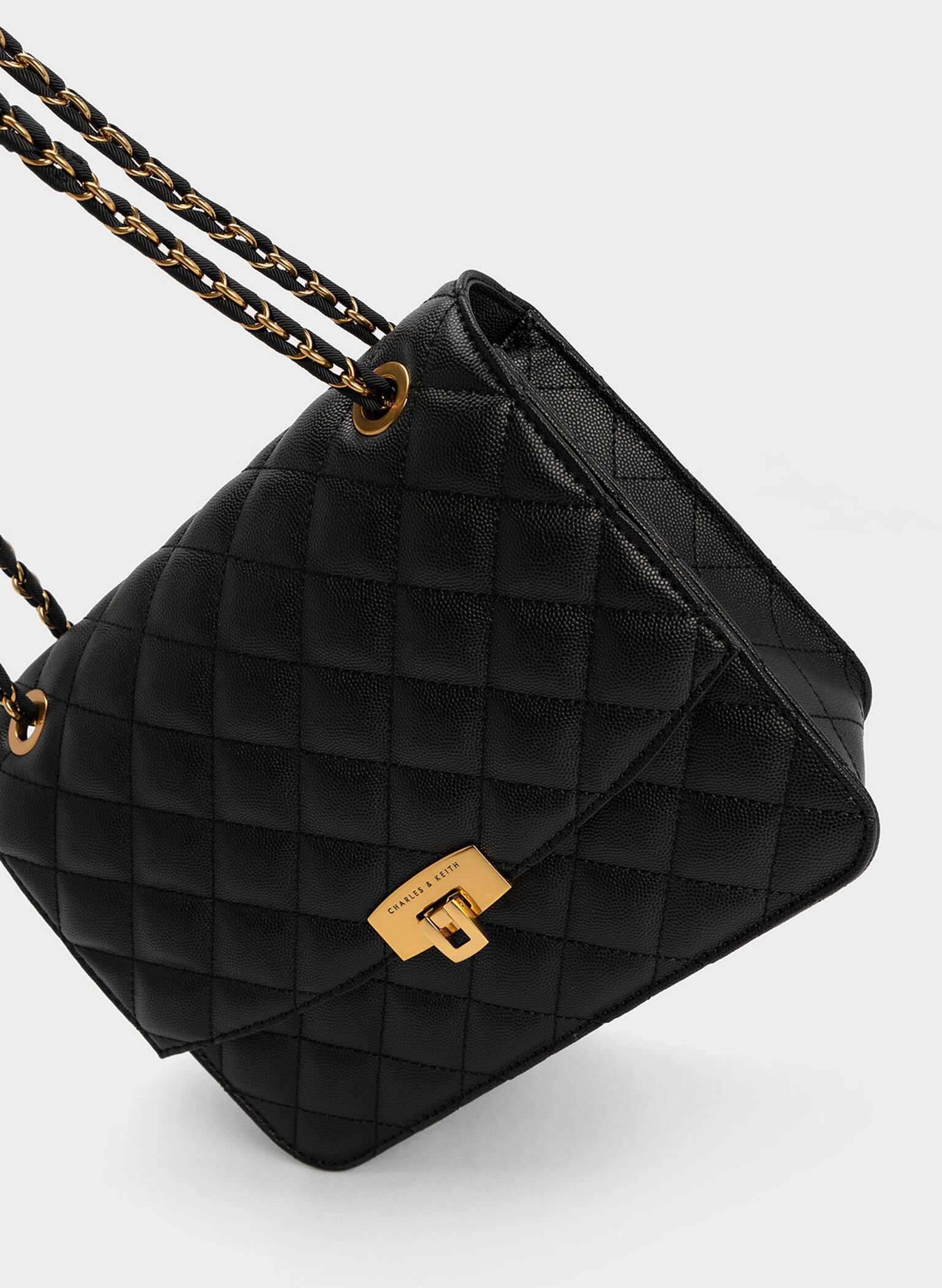 Black Quilted Chain Strap Bag - CHARLES & KEITH MX