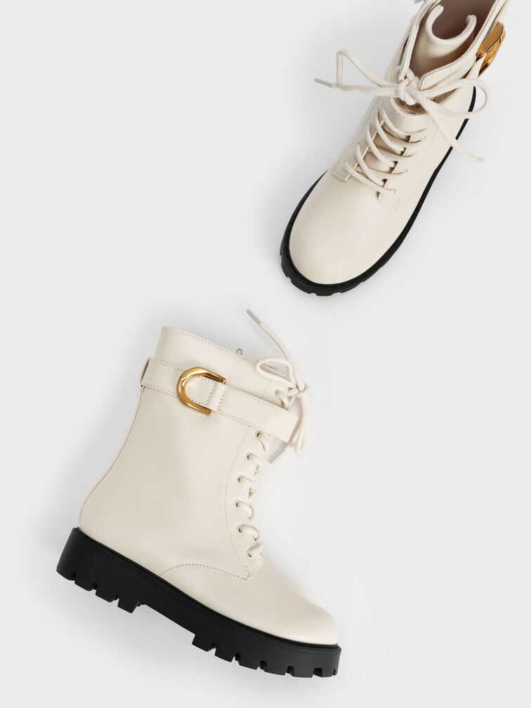 Chalk Girls Gabine Lace Up Ankle Boots Charles And Keith Lk