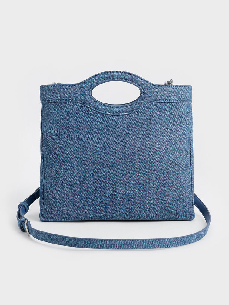 Denim Blue Arwen Denim Curved-Handle Bag - CHARLES & KEITH International