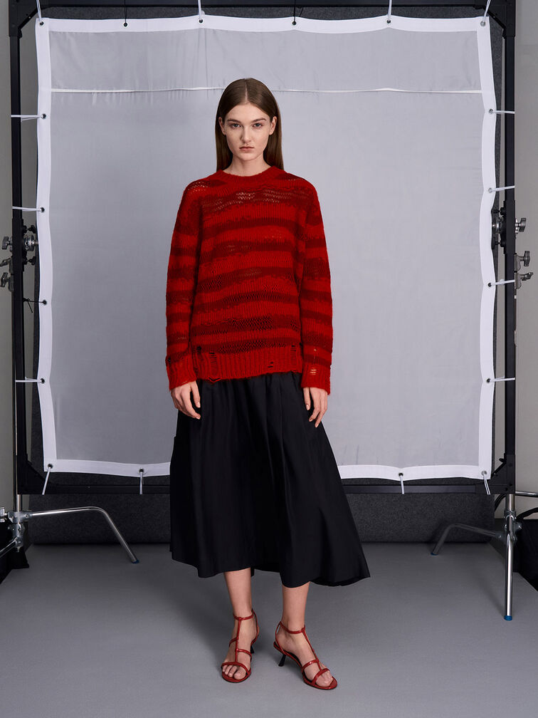 Red Clara Asymmetric T Bar Sandals Charles And Keith Ae