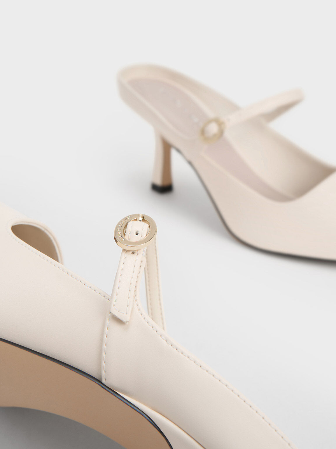 Chalk Mary Jane Heeled Mules Charles And Keith Mx
