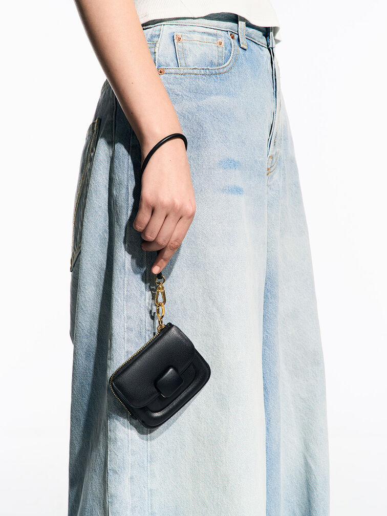 Black Koa Square Card Holder - CHARLES & KEITH LK