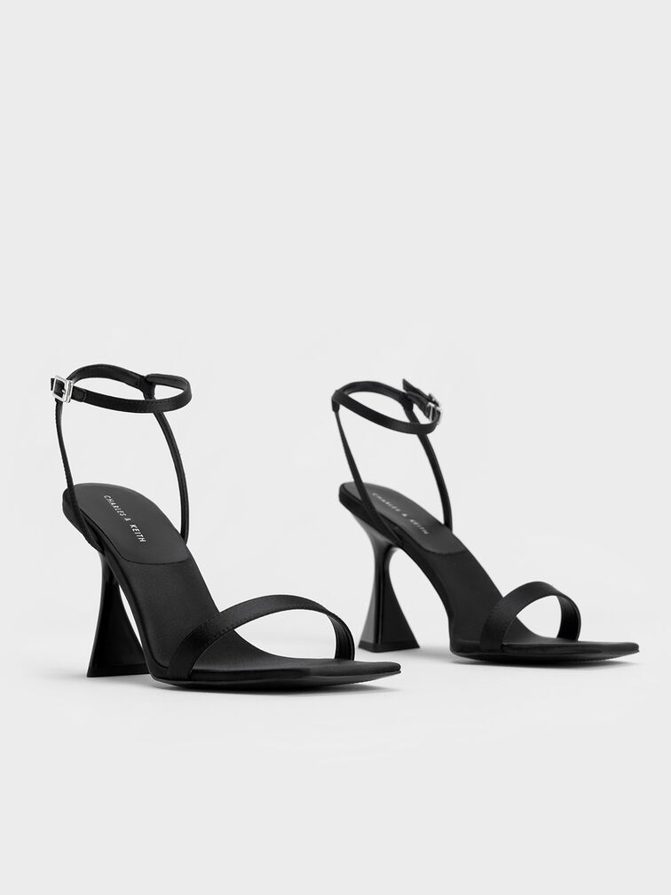 Black Recycled Polyester Ankle Strap Sandals Charles And Keith Bh
