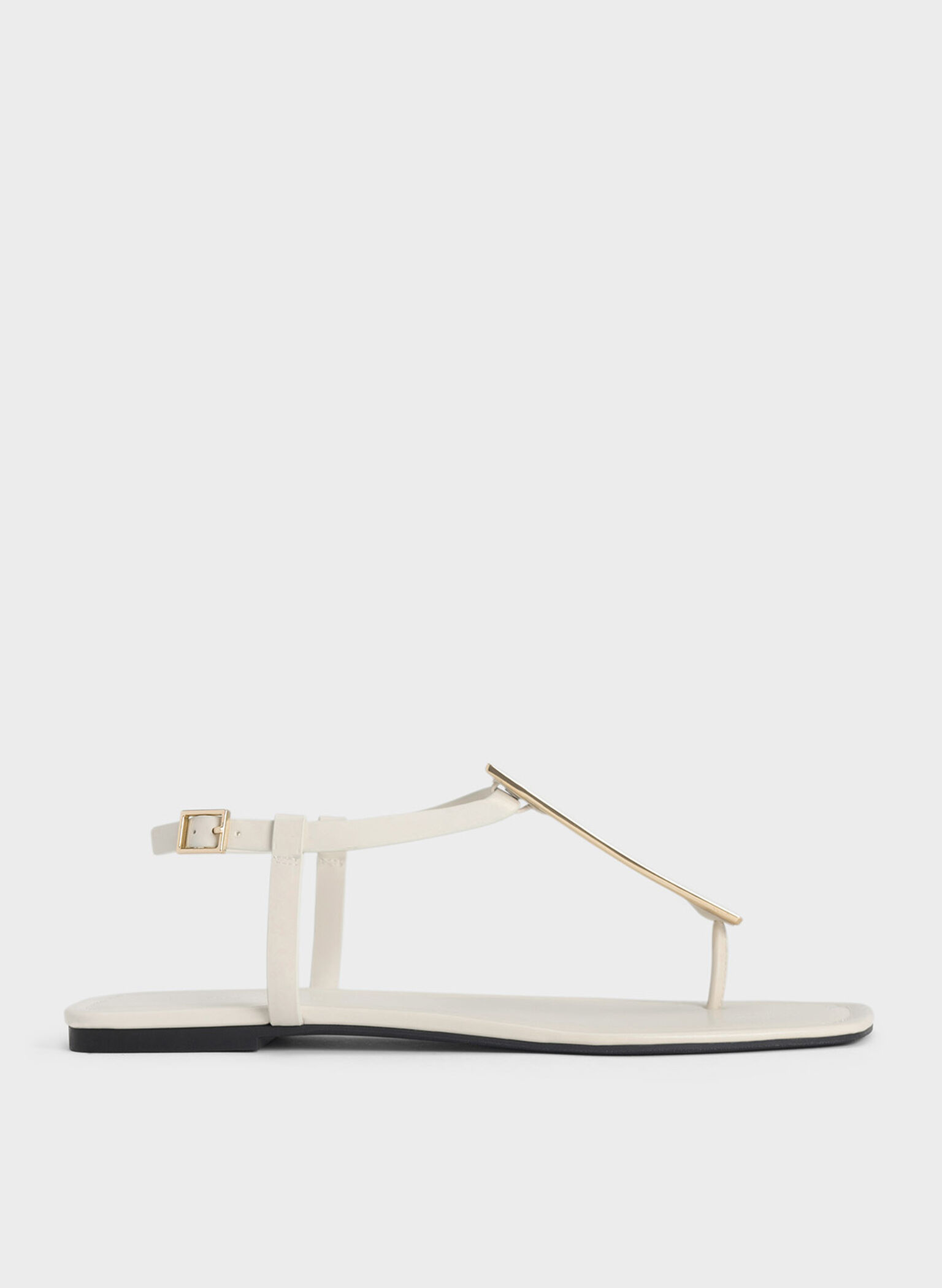Chalk Metallic Accent T Bar Thong Sandals Charles And Keith Mx