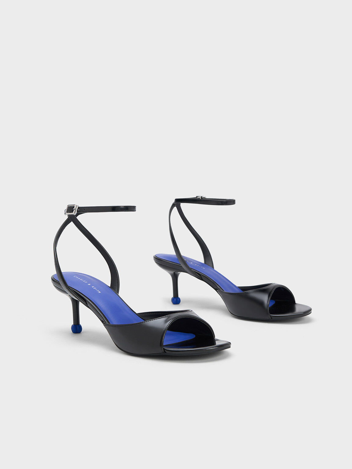 Black Sculptural Heel Ankle Strap Pumps Charles And Keith Tw