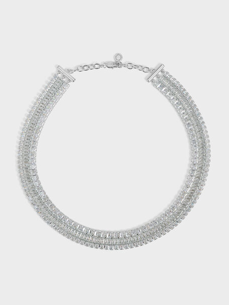 Silver Crystal Triple-Row Tennis Bracelet - CHARLES & KEITH MY