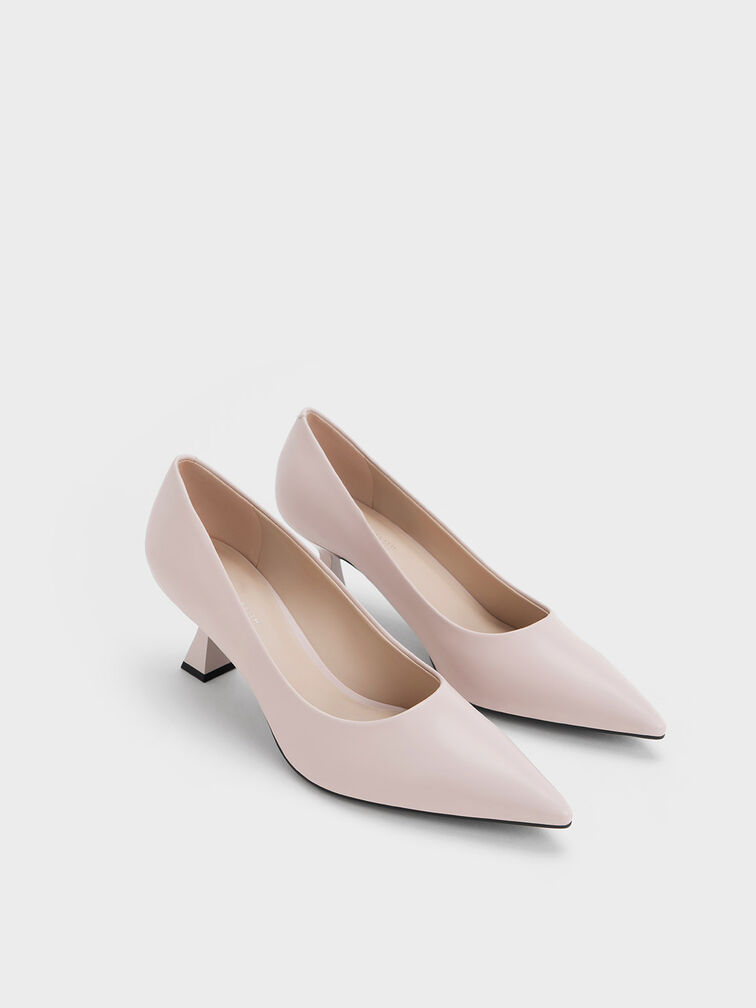 Nude Pointed Toe Flared Pumps Charles And Keith My
