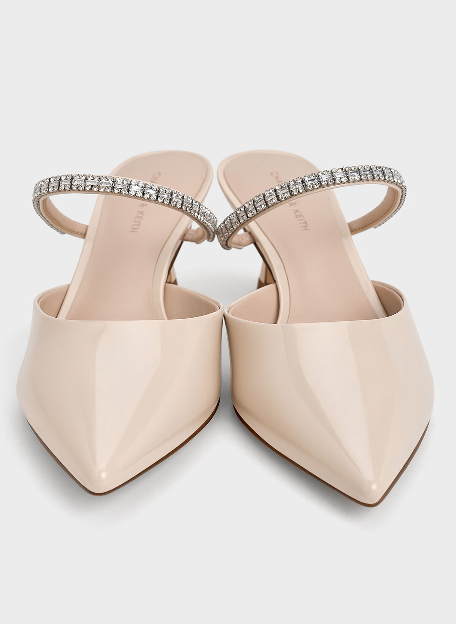 Cream Ambrosia Gem Embellished Pointed Toe Mules Charles And Keith Ar