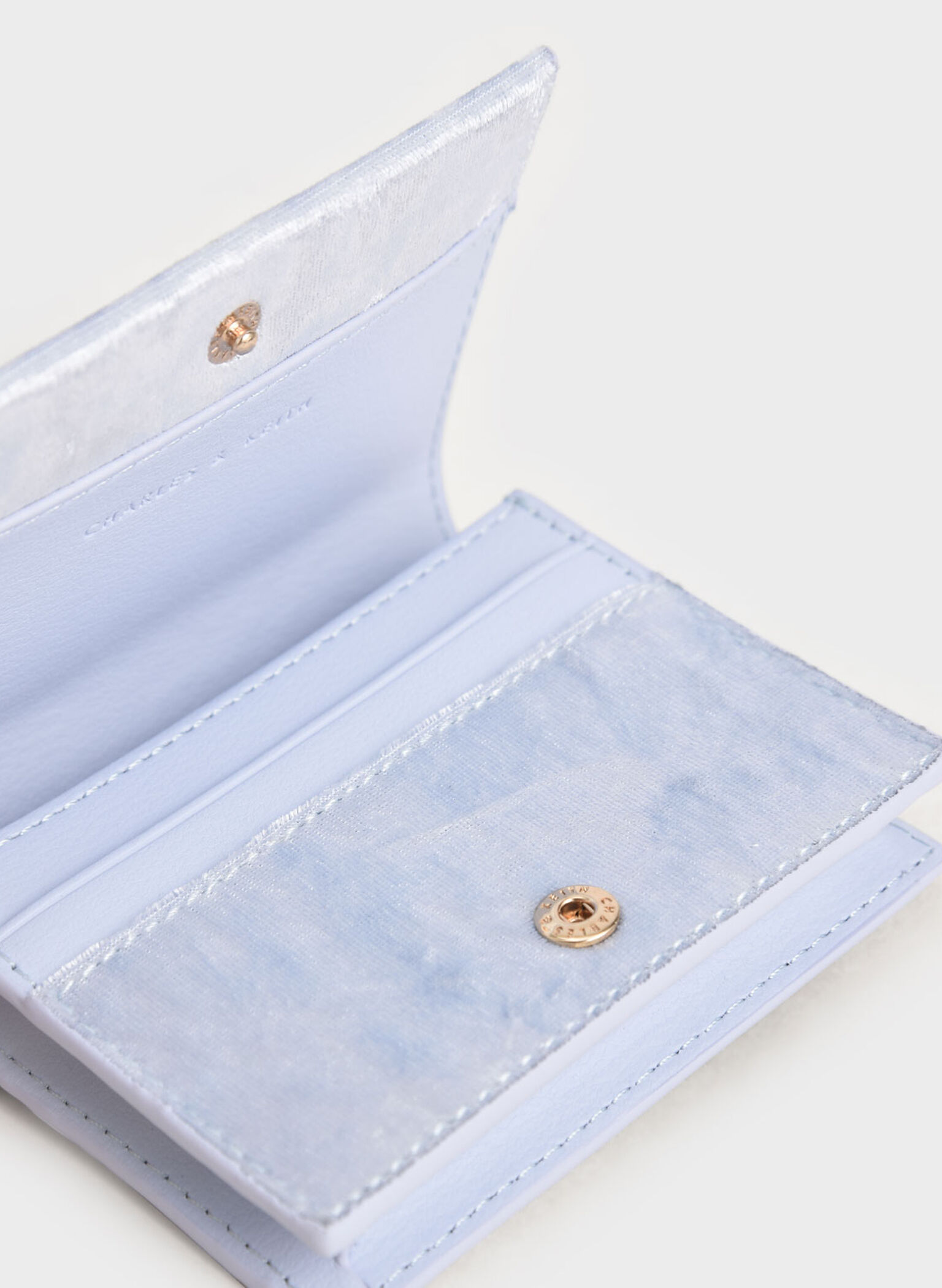 Light Blue Velvet Embellished Card Holder - CHARLES & KEITH ZA