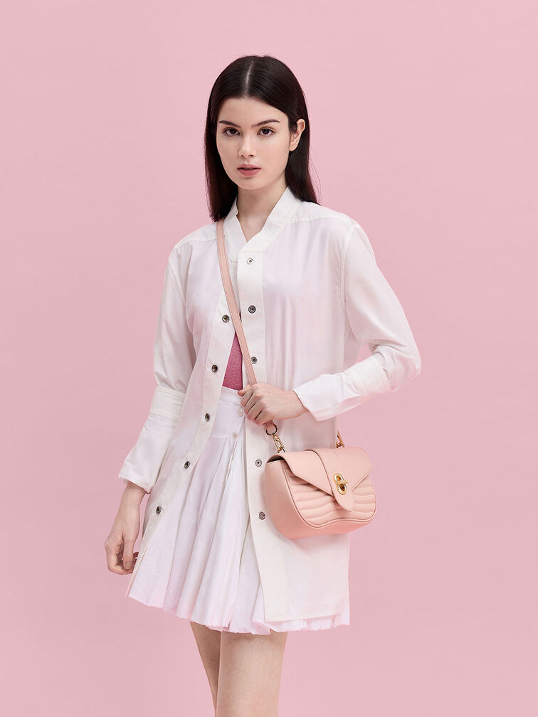 Pink Aubrielle Panelled Crossbody Bag - CHARLES & KEITH HK