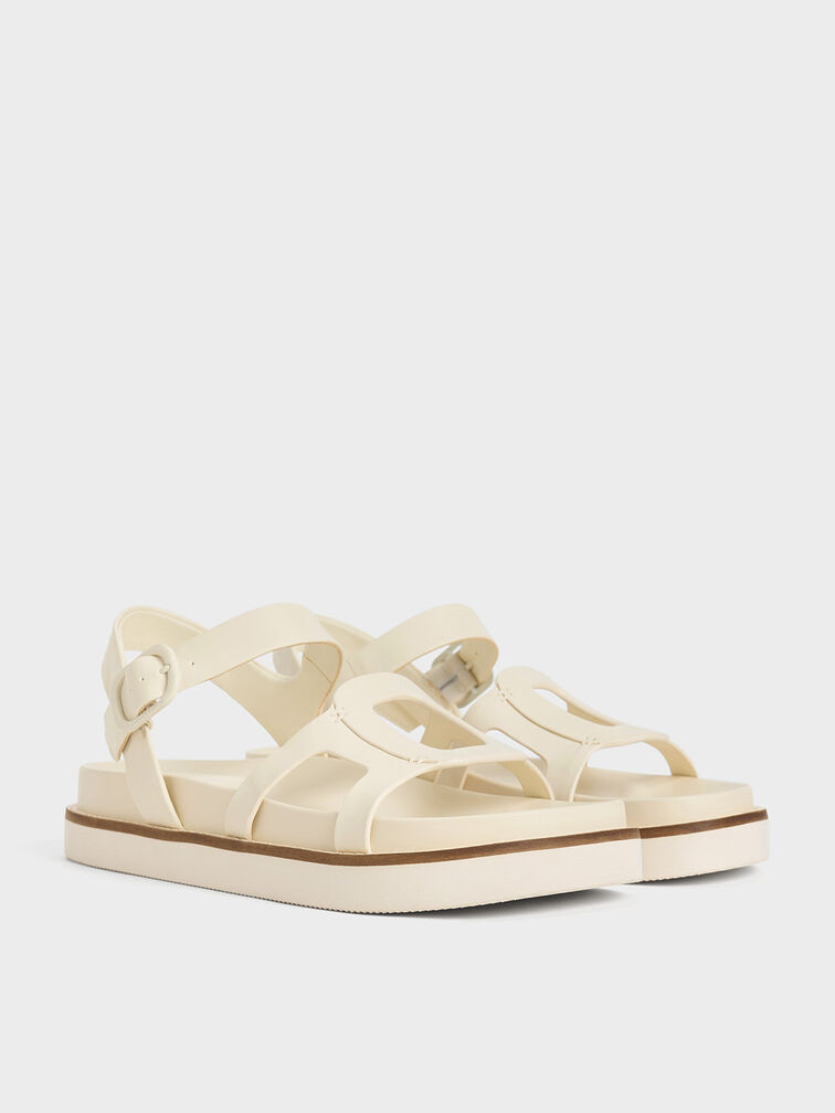 Chalk Cut-Out Buckled Sandals - CHARLES & KEITH MX