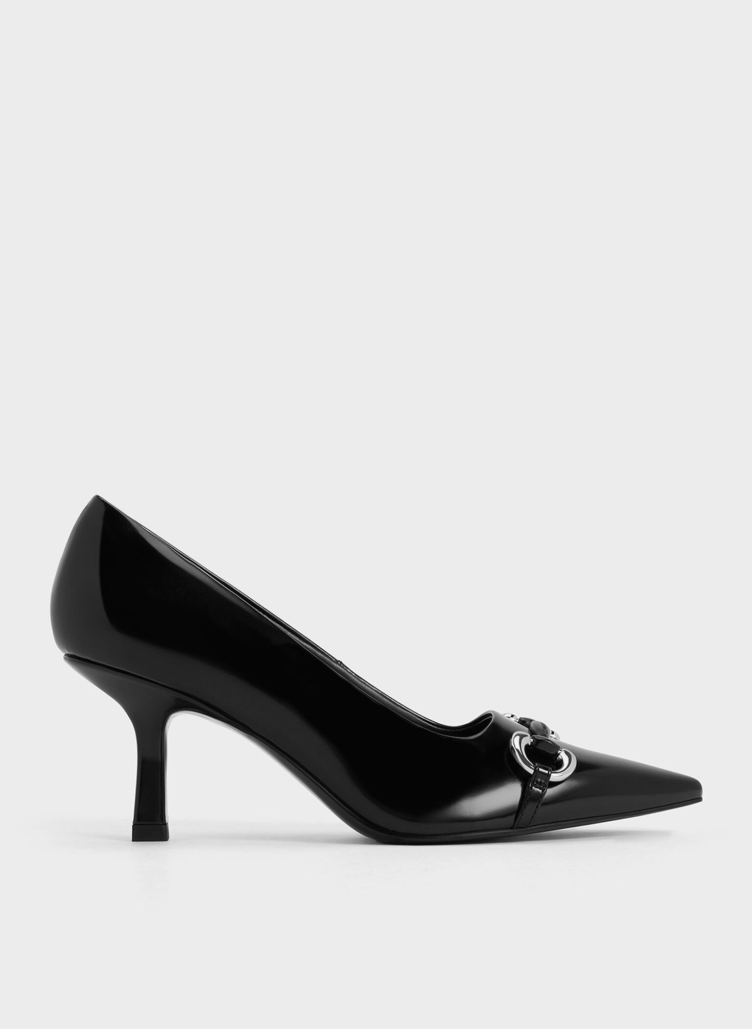 Black Boxed Metallic Accent Pointed Toe Pumps Charles And Keith Mx