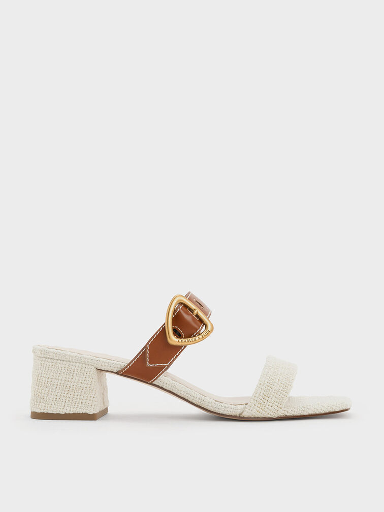 Multicoloured Sepphe Tweed Metallic Buckle Heeled Mules Charles