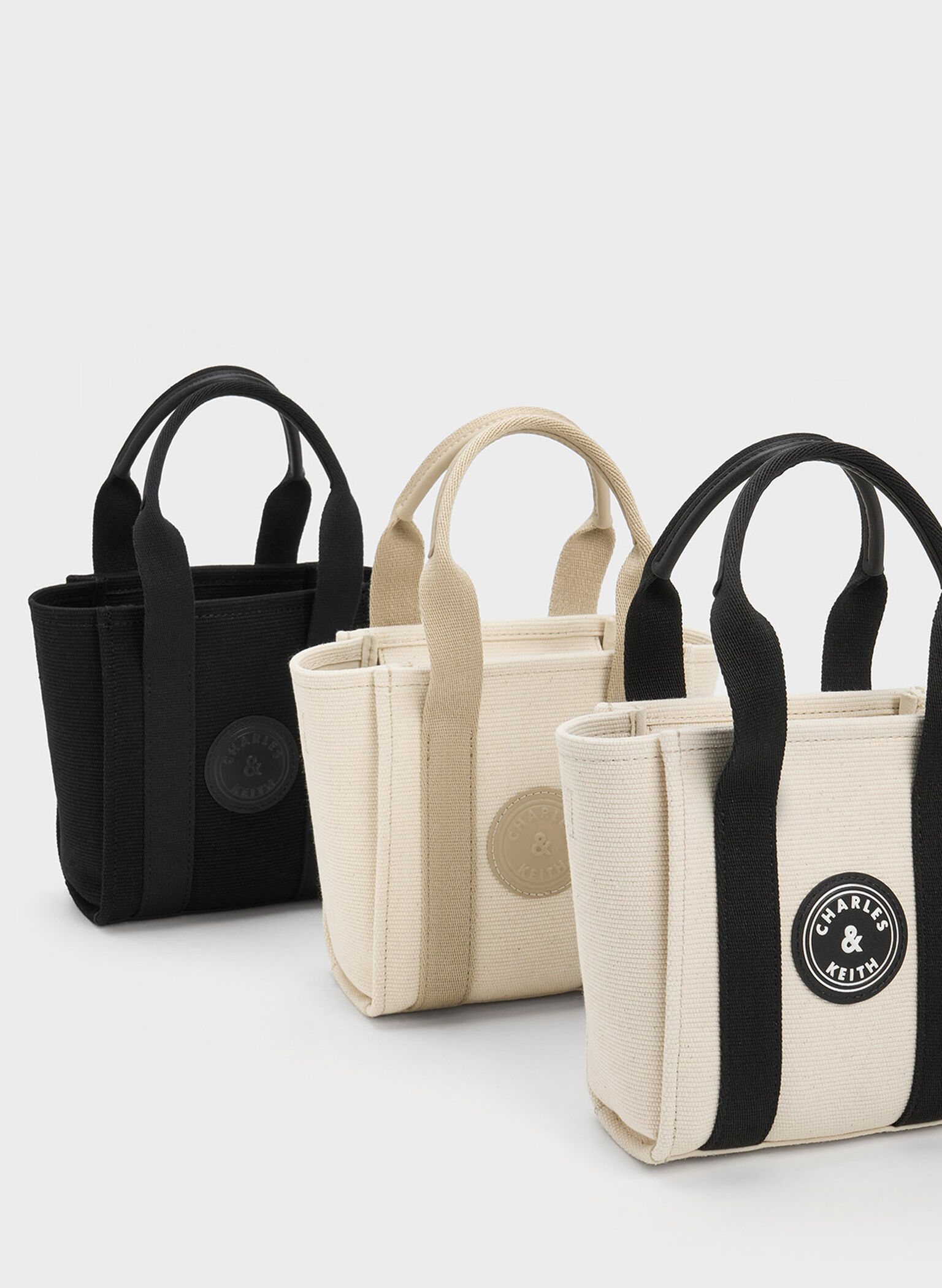 Black Mini Kay Canvas Tote Bag - CHARLES & KEITH OM