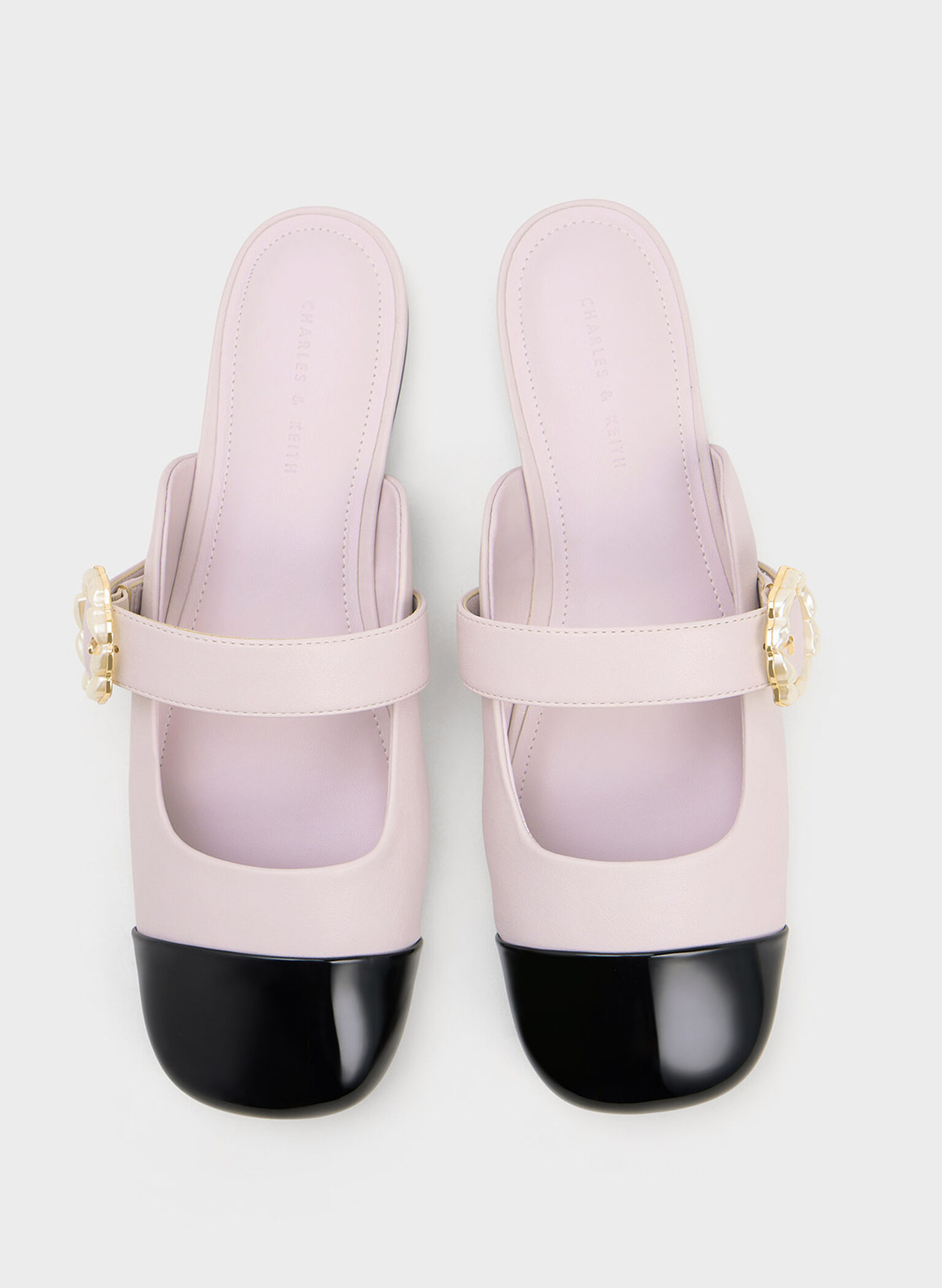 Lilac Patent Pearl Buckle Mary Jane Mules Charles And Keith Qa
