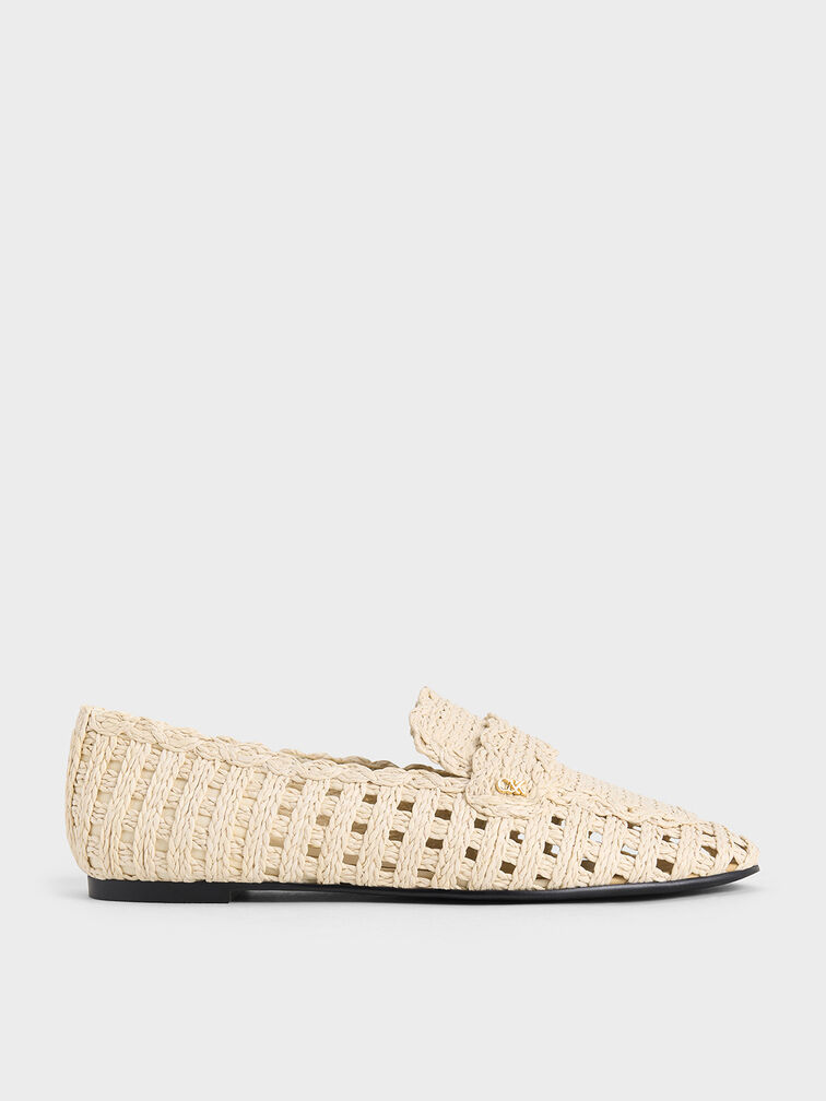 White Raffia Woven Loafers - CHARLES & KEITH US