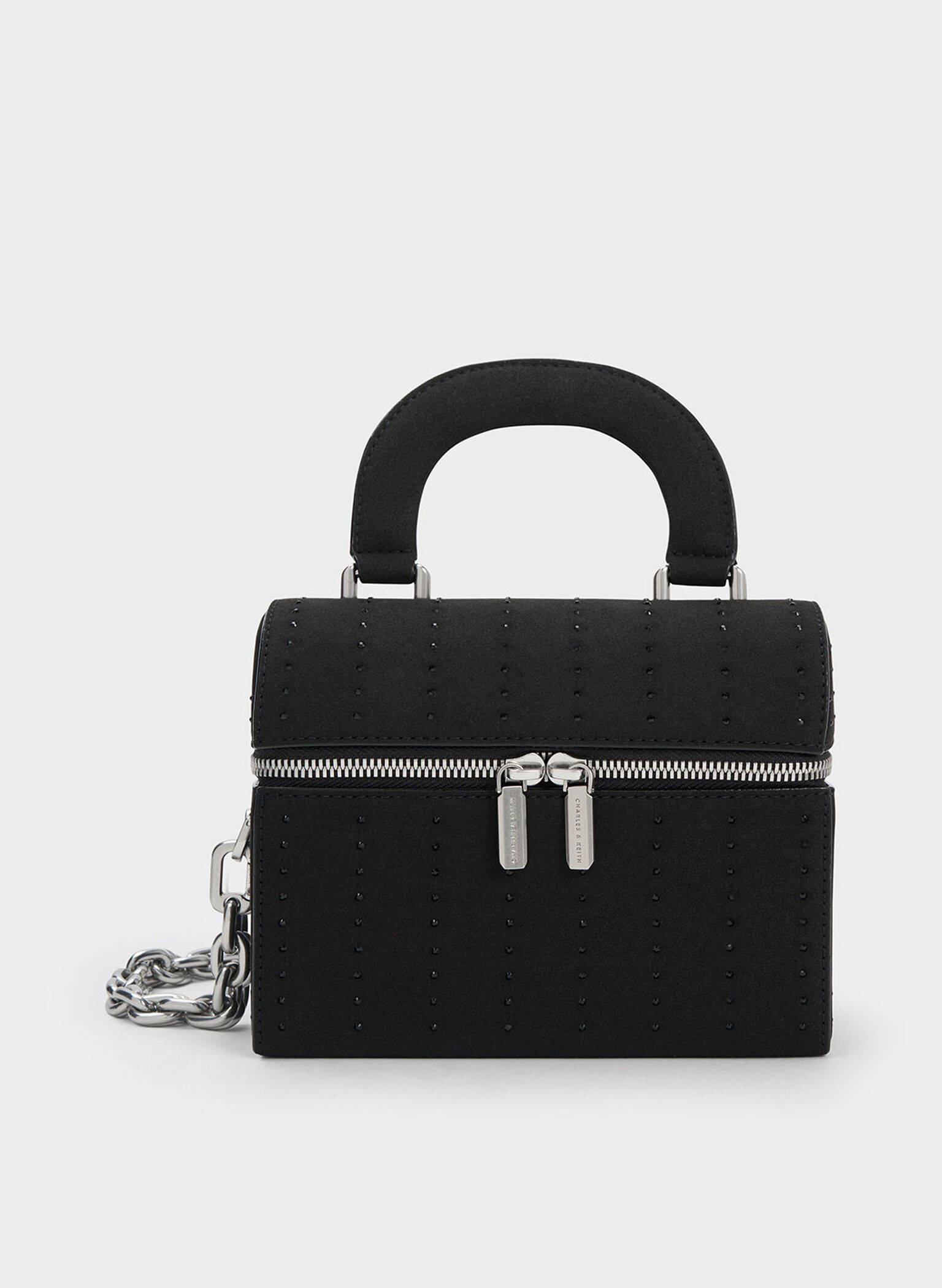 Black Padded Handle Textured Crossbody Bag Charles And Keith Hk