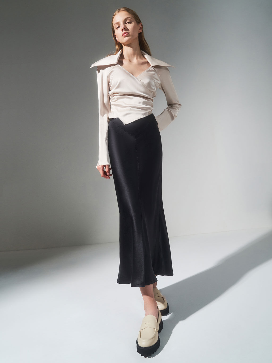 Chalk Chunky Penny Loafers Charles And Keith Kh
