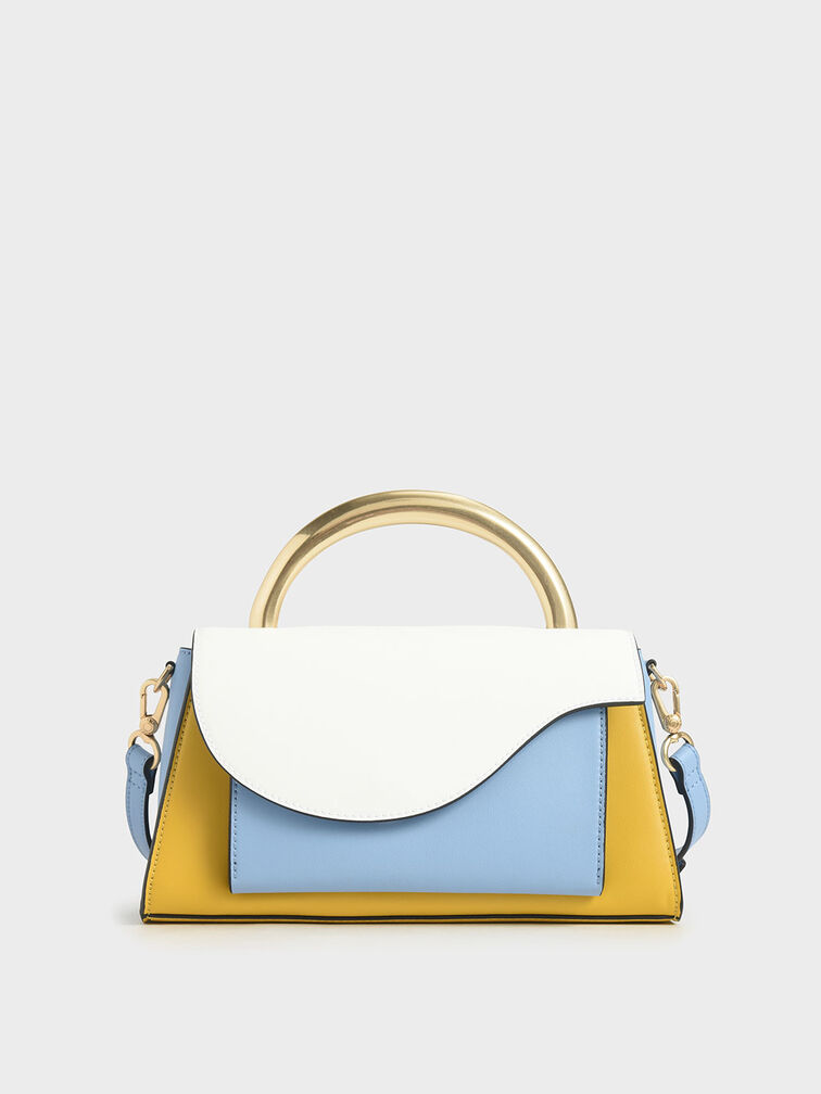 Multicoloured Angular Flap Metallic Top Handle Bag - CHARLES & KEITH MX