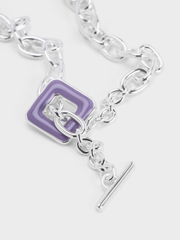 Lilac Ellowyn Square Chain-Link Necklace - CHARLES & KEITH KH