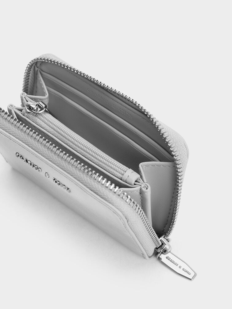 Silver Errya Metallic Zip-Around Wallet - CHARLES & KEITH BH