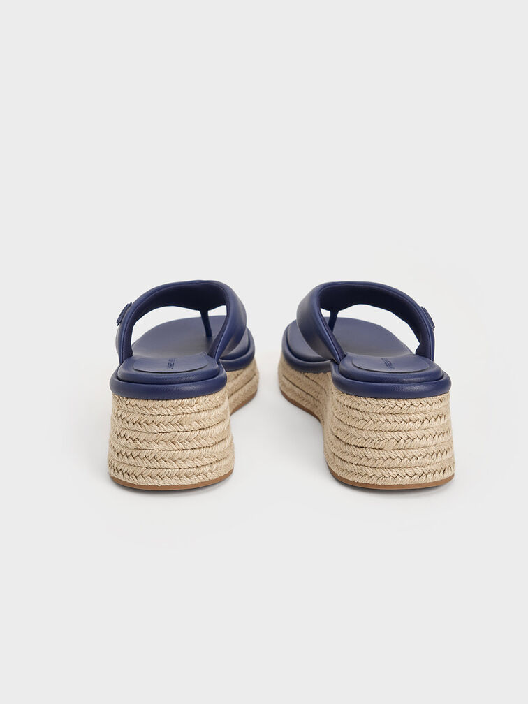 Dark Blue Espadrille Thong Sandals - CHARLES & KEITH PA