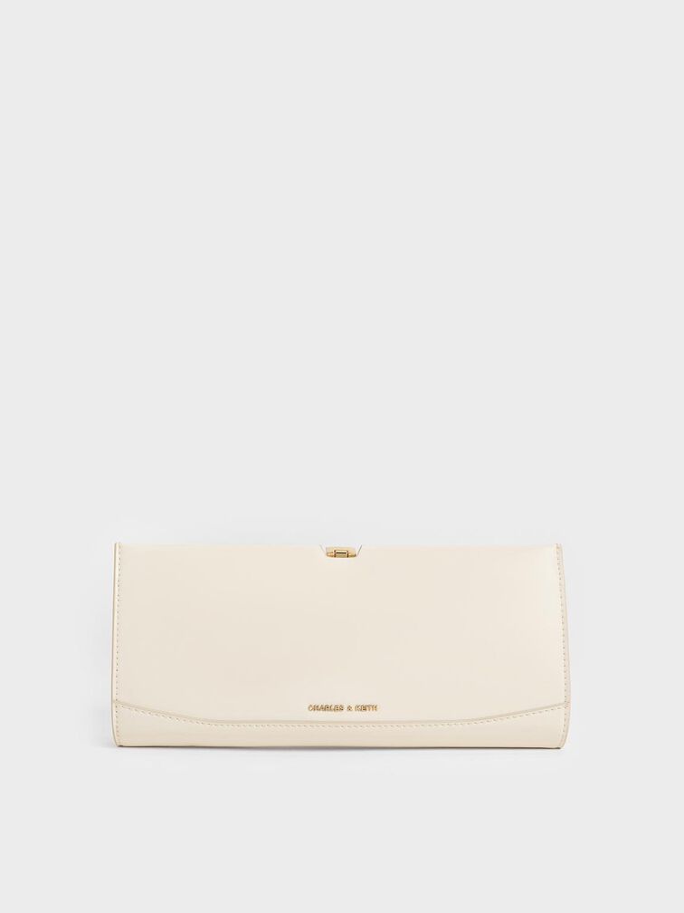 Cream Wisteria Metallic-Accent Clutch - CHARLES & KEITH PH