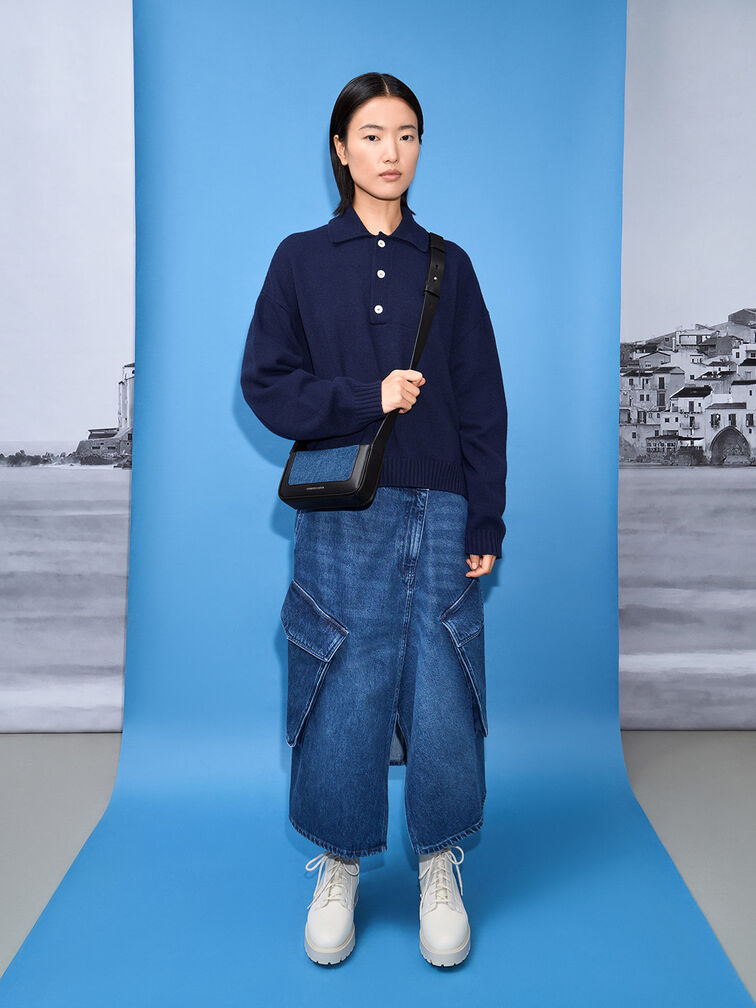 Blue Daylla Denim Shoulder Bag - CHARLES & KEITH TW