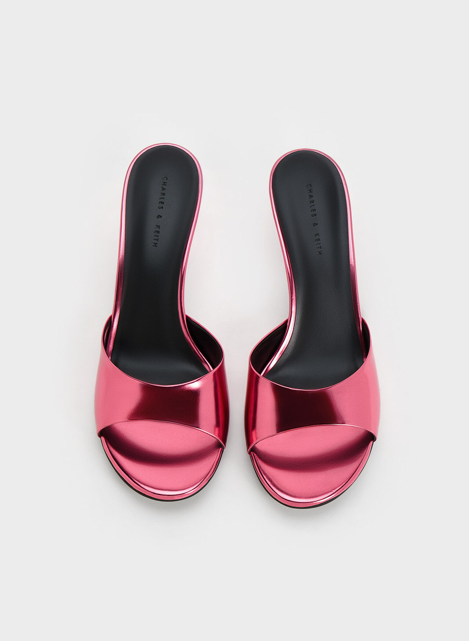 Fuchsia Metallic Slant Heel Mules Charles And Keith Ae