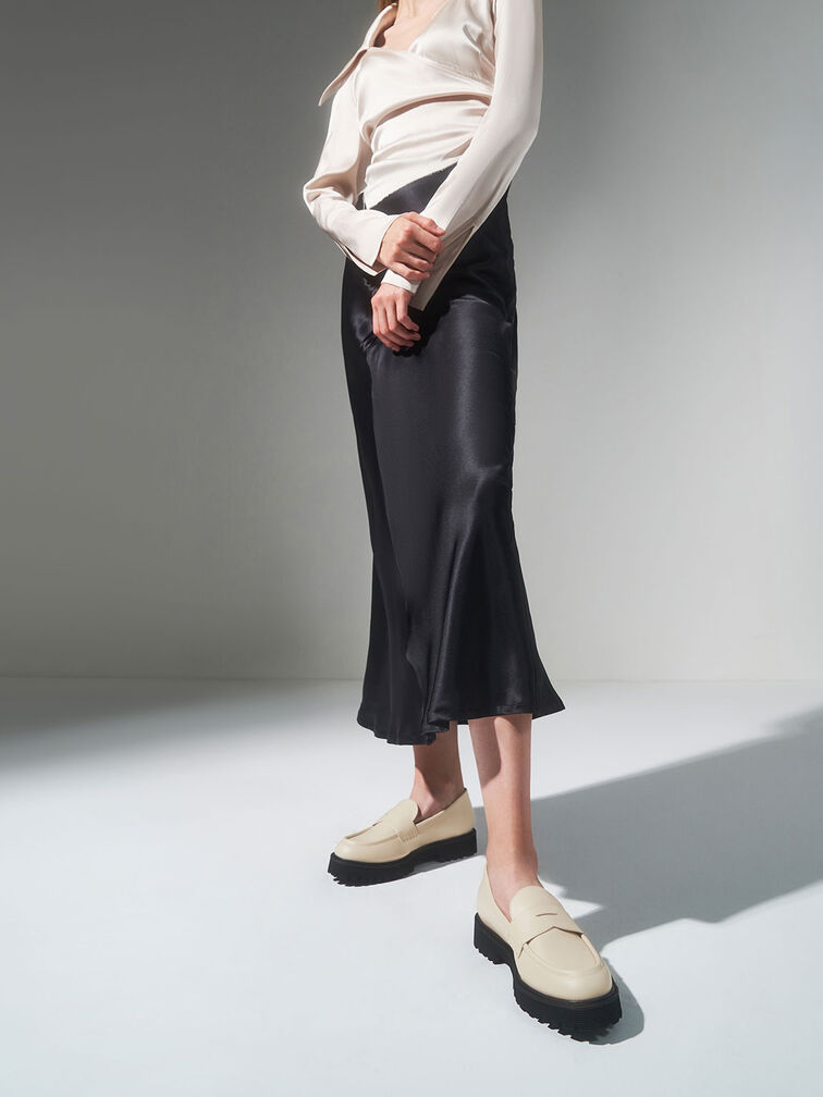 Chalk Chunky Penny Loafers Charles And Keith Kh