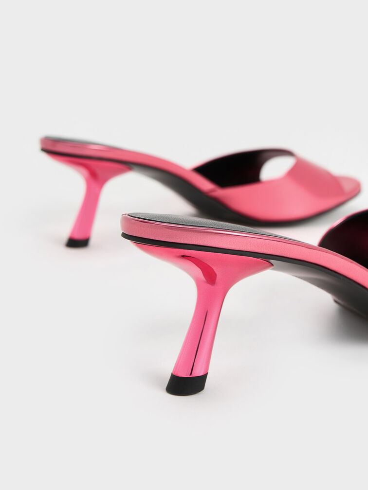Fuchsia Metallic Slant Heel Mules Charles And Keith Mx