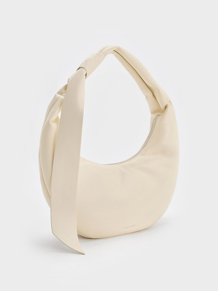 Chalk Toni Knotted Curved Hobo Bag - CHARLES & KEITH KR