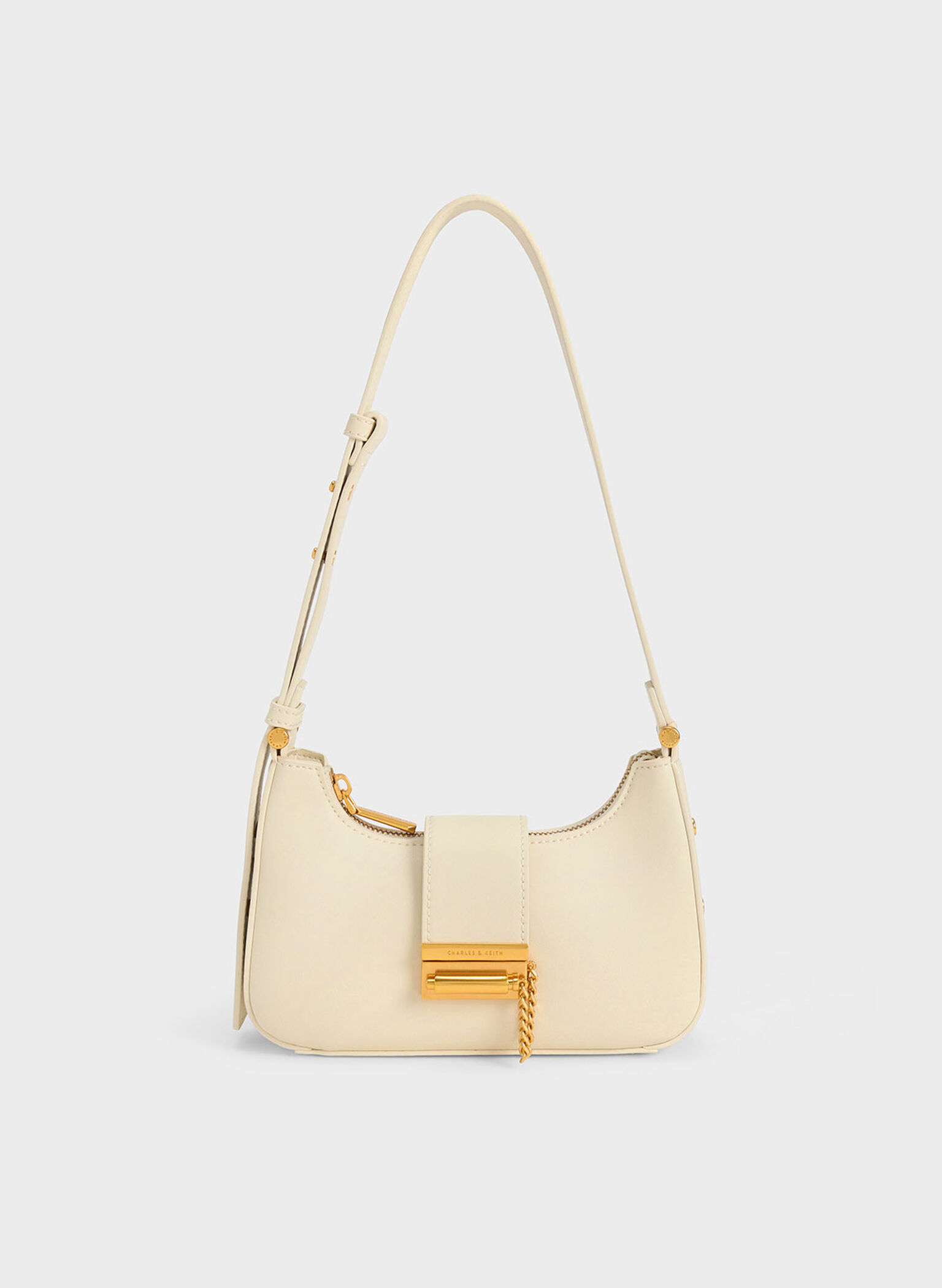 Chalk Metallic Accent Belted Bag Charles And Keith Mo