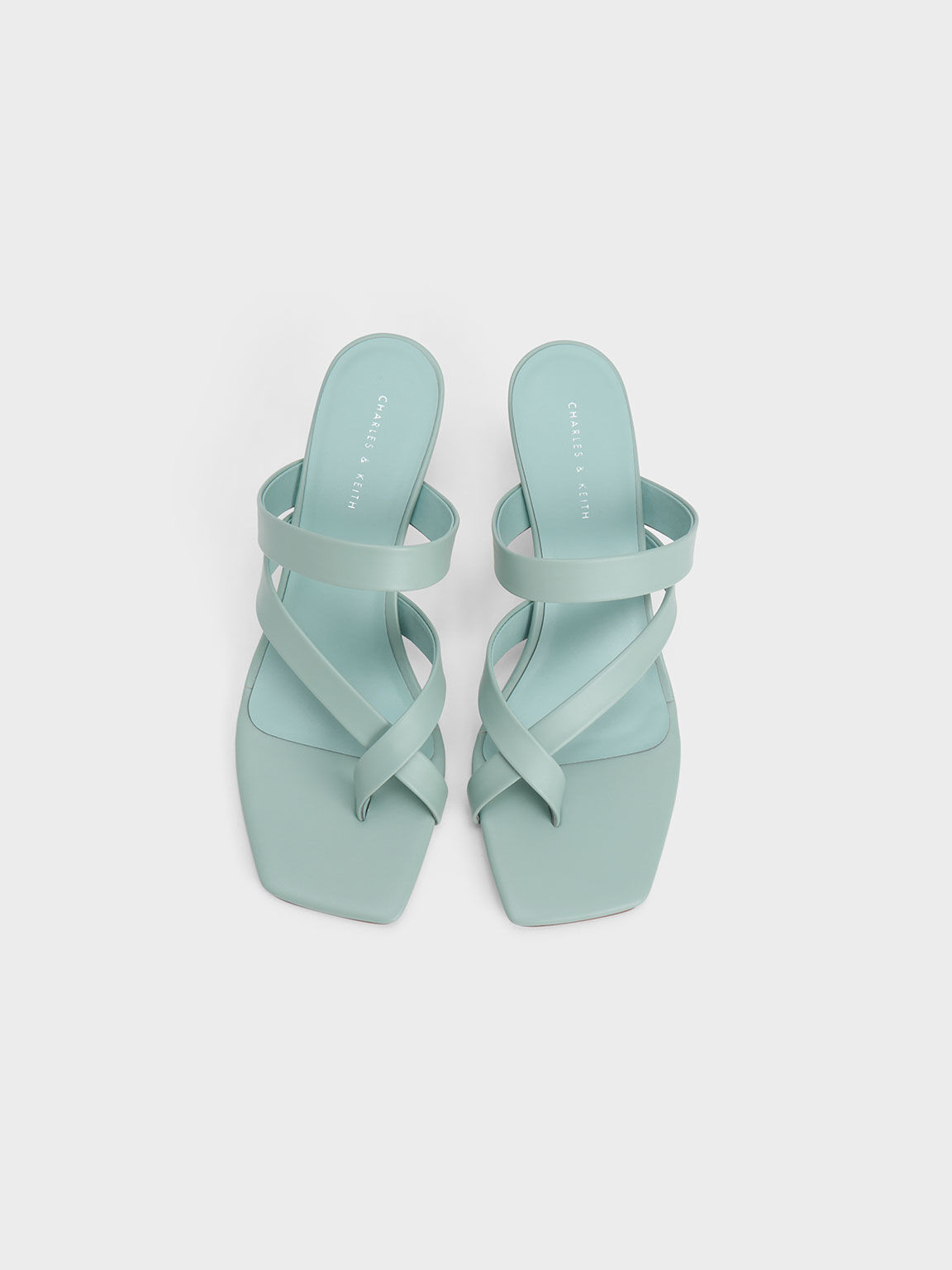 Blue Asymmetric Toe Ring Heeled Sandals - CHARLES & KEITH ZA
