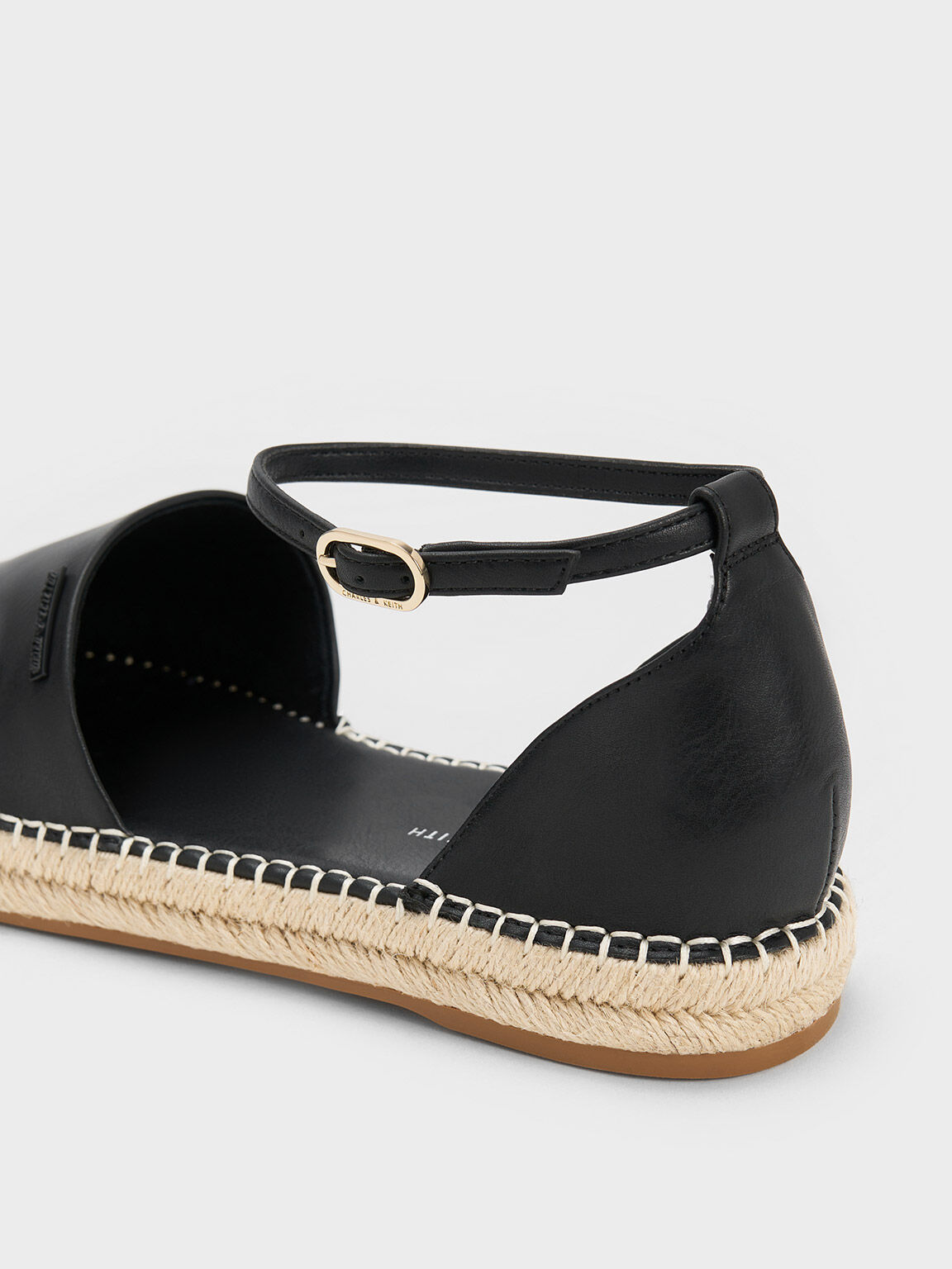 Black Ankle Strap Espadrille Flats Charles And Keith Qa