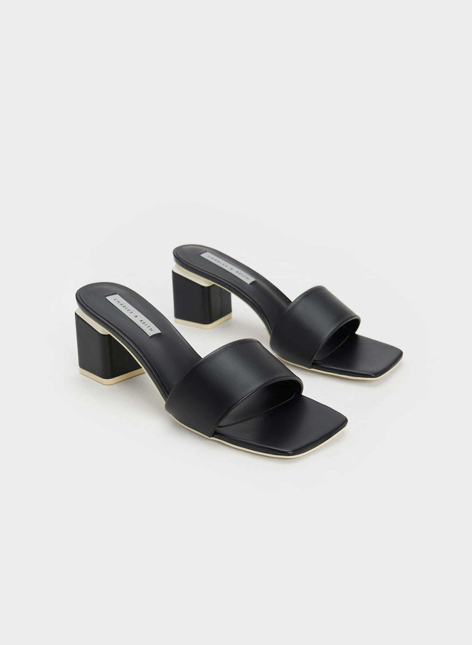 Black Square Block Heel Mules Charles And Keith Ae