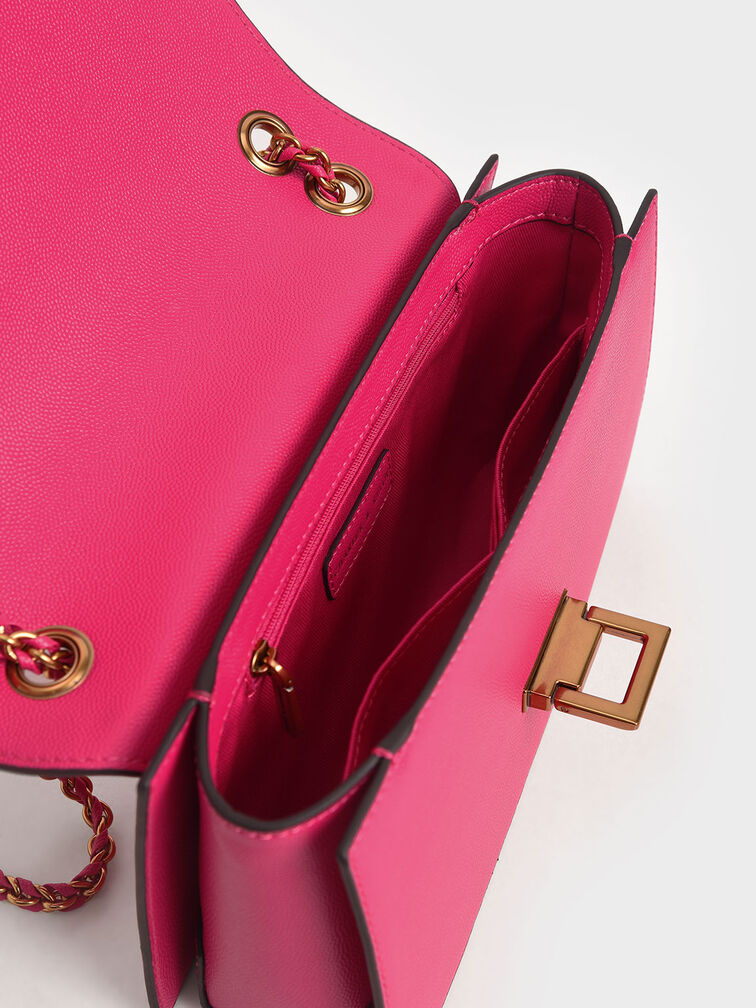 Fuchsia Chain Strap Evening Bag - CHARLES & KEITH TR