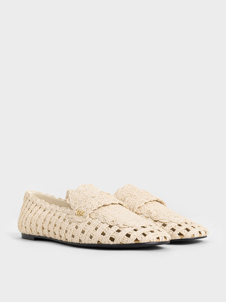 White Raffia Woven Loafers - CHARLES & KEITH US