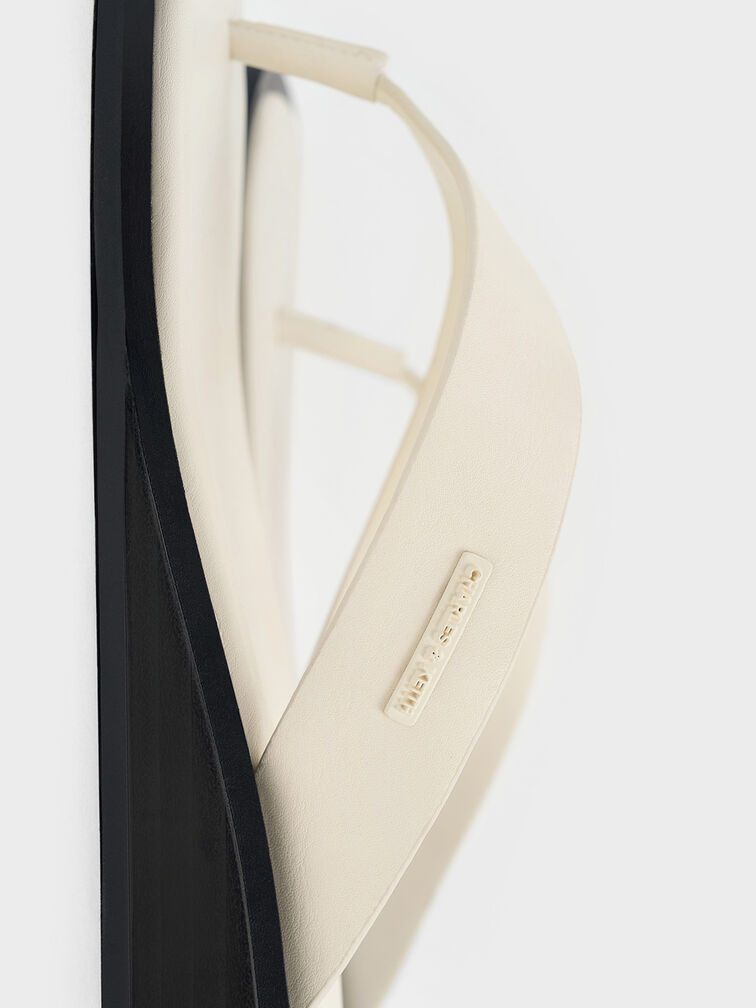 Cream V Strap Wedge Thong Sandals Charles And Keith Sg