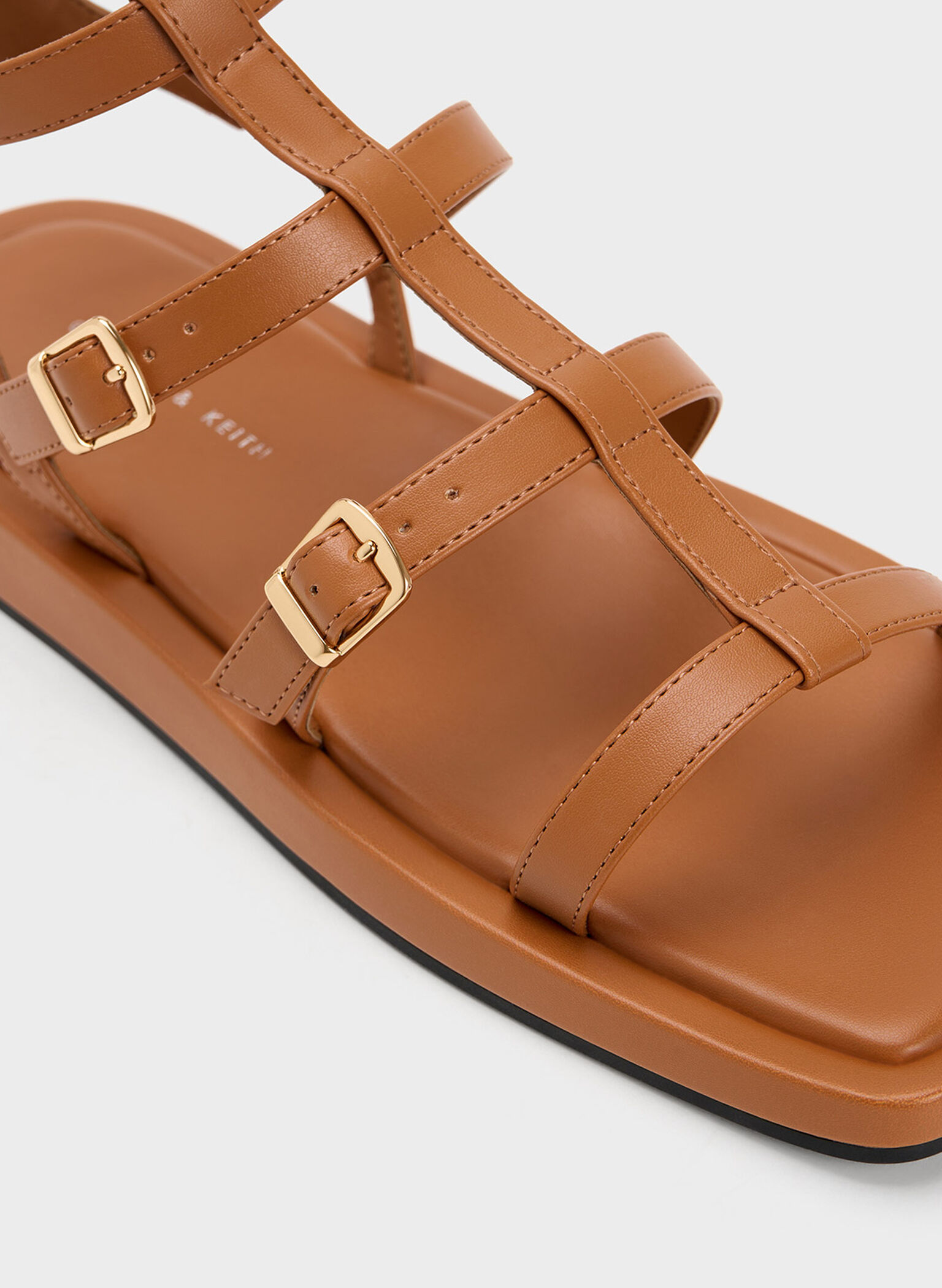 Cognac Buckled Gladiator Sandals Charles And Keith Om