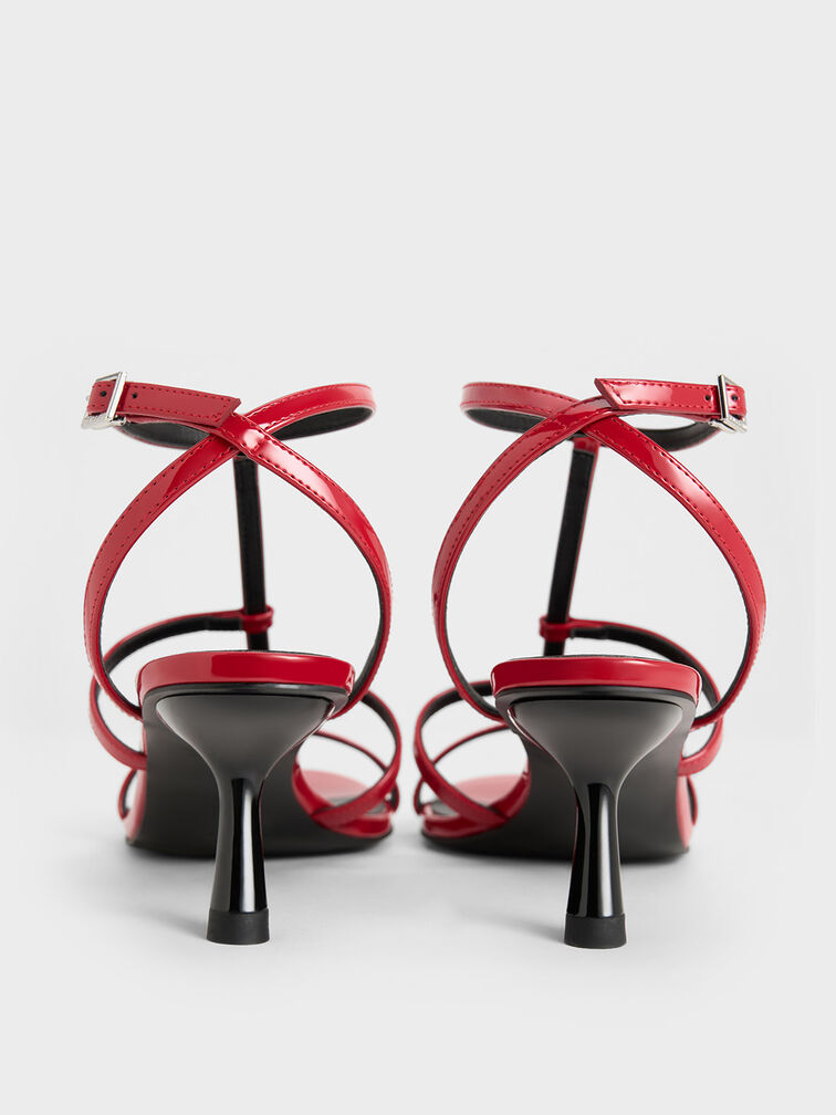 Red Clara Asymmetric T Bar Sandals Charles And Keith International
