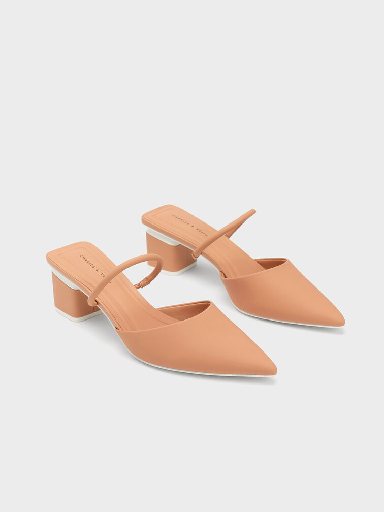 Camel Block Heel Mules - CHARLES & KEITH IL