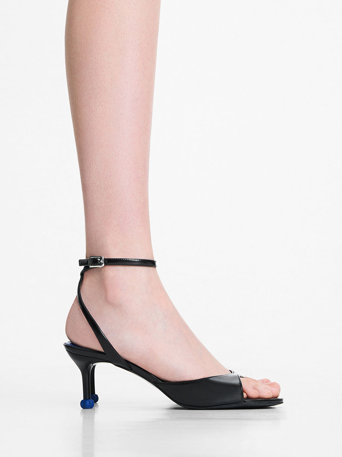 Black Sculptural Heel Ankle Strap Pumps Charles And Keith Tw