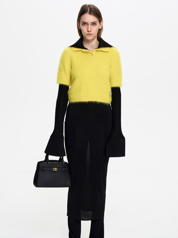 Black Aubrielle Metallic-Accent Belted Bag - CHARLES & KEITH International